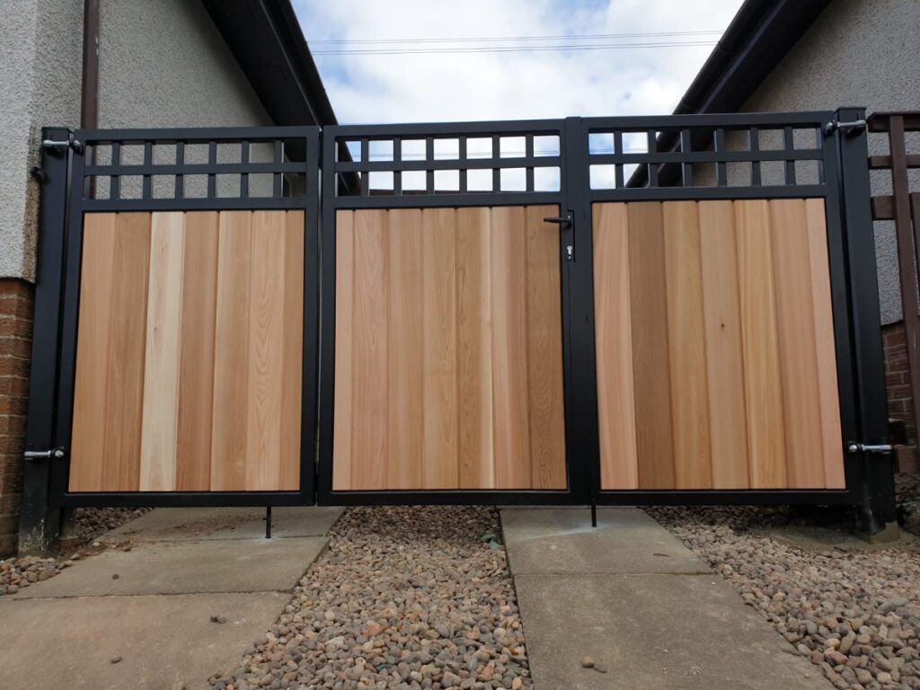 Metal Framed Timber Bi Fold Gate | Gates & Automation Direct