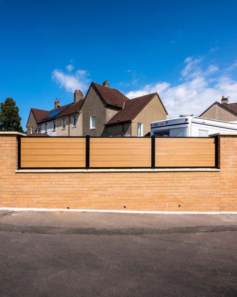 Next Gen. Composite Wall Top Fence Golden Oak - Gates & Automation Direct